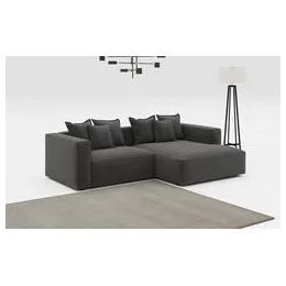 Ecksofa Inosign "L-Form" Sofas Gr. B/H: 284cm x 72cm, Flachgewebe LEINENOPTIK, Recamiere rechts, grau (dark grey)