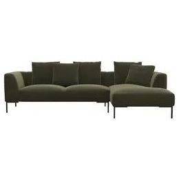 Ecksofa FLEXLUX "Sava Designsofa, bequem und komfortabel, L-Form" Sofas Gr. B/H/T: 329cm x 94cm x 166cm, Velvet, Recamiere rechts, grün (moss grün) Taschenferderkern-Sitz mit Kaltschaum, lose Rücken- & Dekokissen