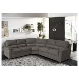 Ecksofa Egoitaliano "Doris, modernes Designerecksofa in hochwertigen Microfaserqualitäten" Sofas Gr. B/H/T: 266cm x 90cm x 246cm, Luxus-Microfaser Lederoptik, langer Schenkel rechts, grau (smoke) edle Detailverarbeitung, wahlweise fleckenabweisend oder in Lederoptik