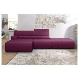 Ecksofa Egoitaliano "Babouche, Designsofa mit außergewöhnlichem Sitzkomfort zum Wohlfühlen" Sofas Gr. B/T: 384cm x 98cm, Luxus-Microfaser BLUSH, Recamiere links, pink (fuchsia)