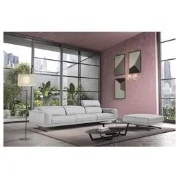 3-Sitzer Egoitaliano "Gloria, super bequem, hochwertige Verarbeitung, edles Design, Megasofa" Sofas Gr. B/H/T: 327cm x 96cm x 109cm, Luxus-Microfaser Lederoptik, grau (opal grau) beidseitig verstellbare Rückenelemente, mit Designmetallfüßen