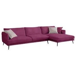 Ecksofa Egoitaliano "Sophia, Designsofa mit extrakomfortablem Sitzkomfort" Sofas Gr. B/H/T: 274cm x 77cm x 154cm, Luxus-Microfaser BLUSH, Recamiere rechts, pink (fuchsia) mit Daunenfederung, L-Form