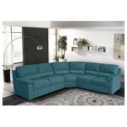 Ecksofa Egoitaliano "Doris, modernes Designerecksofa in hochwertigen Microfaserqualitäten" Sofas Gr. B/H/T: 266cm x 90cm x 246cm, Luxus-Microfaser BLUSH, langer Schenkel links, blau (teal) edle Detailverarbeitung, wahlweise fleckenabweisend oder in Lederoptik