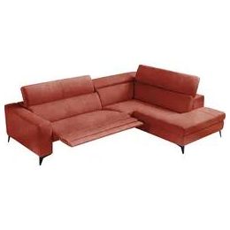 Ecksofa Egoitaliano "Edith, Designsofa mit hohem Sitzkomfort, L-Form" Sofas Gr. B/H/T: 269cm x 96cm x 203cm, Luxus-Microfaser Lederoptik, Ottomane rechts, rot (marsala) inkl. elektrischer Relaxfunktion und manuell verstellbaren Kopfteilen