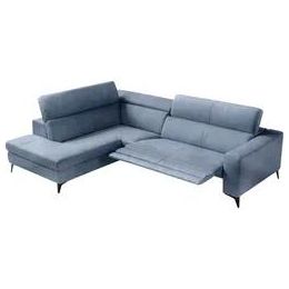 Ecksofa Egoitaliano "Edith, Designsofa mit hohem Sitzkomfort, L-Form" Sofas Gr. B/H/T: 269cm x 96cm x 203cm, Luxus-Microfaser Lederoptik, Ottomane links, grau (hellgrau) inkl. elektrischer Relaxfunktion und manuell verstellbaren Kopfteilen