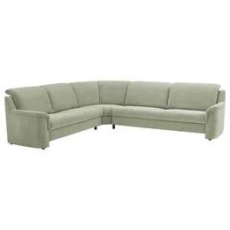 Ecksofa VILLA BECK "Garda L-Form" Sofas Gr. B/H/T: 245cm x 90cm x 91cm, Microfaser-Flock, langer Schenkel links, mit Kopfteilverstellung, grün (4 lind) inklusive Kopfteilverstellung, Stellmaß 277x245cm