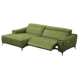 Ecksofa Egoitaliano "Suzette, Designsofa mit hohem Sitzkomfort" Sofas Gr. B/H/T: 266cm x 95cm x 163cm, Luxus-Microfaser BLUSH, Recamiere links, mit Relaxfunktion, grün (kiwi) mit Recamiere, inkl. 1 elektronischen Relaxfunktion, L-Form