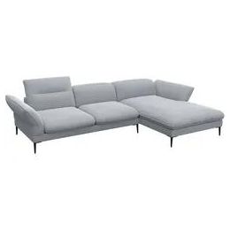 Ecksofa FLEXLUX "Salino, Funktionssofa mit Recamiere, Relaxsofa, Ecksofa" Sofas Gr. B/H/T: 307cm x 88cm x 182cm, Struktur, Chaiselongue rechts, grau (stone grey) Sofa mit Arm- und Kopfteil-Verstellungen, Kaltschaum & Stahl-Wellen