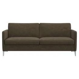 2,5-Sitzer FLEXLUX "Fiore, super Sitzkomfort durch Kaltschaum im Sitz" Sofas Gr. B/H/T: 181 cm x 85 cm x 92 cm, Lederoptik, braun (camel brown) schmale Armlehnen, Füße Alu