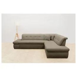 Ecksofa DOMO collection "Moric L-Form", braun (schlamm), B:273cm H:80cm T:216cm, 100% Polyester, Sofas, wahlweise mit Bettfunktion und Armlehnenverstellung, auch in Cord