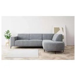 Ecksofa Andas "Vorby" Sofas Gr. B/H/T: 252cm x 80cm x 223cm, Chenille, Ottomane rechts, grau (anthrazit) L-Form, Breite 252 cm, weicher Chenille-Stoff, schwarze Metallfüße