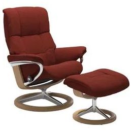 Relaxsessel stressless "Mayfair" Sessel Gr. Microfaser DINAMICA, Signature Base Eiche, Relaxfunktion-Drehfunktion-PlusTMSystem-Gleitsystem-BalanceAdaptTM, B/H/T: 92cm x 103cm x 79cm, rot (rot dinamica) mit Hocker, Signature Base, Größe S, M & L, Gestell Eiche