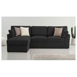 Ecksofa Home Affaire "Citry Schlafsofa" Sofas Gr. B/H/T: 246cm x 88cm x 156cm, Chenille, Recamiere links, grau (anthracite) Breite 246 cm, Chenille, Bettfunktion, Bettkasten, L-Form