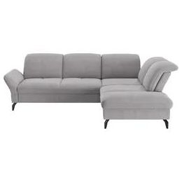 Sit & More Ecksofa SIT & MORE "Leandro L-Form" Sofas Gr. B/H/T: 288cm x 88cm x 242cm, Struktur weich, Ottomane rechts, mit Sitztiefenverstellung-ohne Kopfteilverstellung-ohne Armlehnfunktion-ohne Bettfunktion-ohne Stauraum, silberfarben (silber) Wahlweise mit Bett-, Kopfteil - und Armlehnfunktion, sowie Stauraum