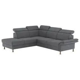 Ecksofa Home Affaire "Calypso L-Form" Sofas Gr. B/H/T: 259cm x 85cm x 227cm, Flachgewebe, Ottomane links, mit Kopfteilverstellung-mit Armteilfunktion-ohne Bettfunktion-ohne Stauraum-mit Relaxfunktion im Sofa 2,5- Sitzer, grau (anthrazit) mit Relaxfunktion motorisch im Sofa 2,5- Sitzer