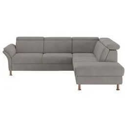 Ecksofa Home Affaire "Calypso L-Form" Sofas Gr. B/H/T: 259cm x 85cm x 227cm, Struktur, Ottomane rechts, mit Kopfteilverstellung-mit Armteilfunktion-ohne Bettfunktion-ohne Stauraum-ohne Relaxfunktion im Sofa 2,5- Sitzer, grau mit Relaxfunktion motorisch im Sofa 2,5- Sitzer