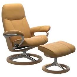 Relaxsessel stressless "Consul" Sessel Gr. Material Bezug, Material Gestell, Ausführung / Funktion, Maße B/H/T, gelb (honey) mit Hocker, Signature Base, Größe L, Gestell Eiche