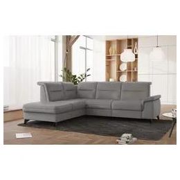 Sit & More Ecksofa SIT & MORE "Astoria L-Form" Sofas Gr. B/H/T: 256cm x 91cm x 225cm, Microfaser, Ottomane links, mit Kopfteilverstellung-mit Armlehnfunktion-mit Relaxfunktion motorisch im Sofa 2,5-sitzig, grau (hellgrau) wahlweise mit motorischer Relaxfunktion