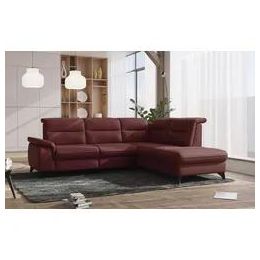 Sit & More Ecksofa SIT & MORE "Astoria L-Form" Sofas Gr. B/H/T: 256cm x 91cm x 225cm, Luxus-Microfaser ALTARA NUBUCK, Ottomane rechts, ohne Kopfteilverstellung-ohne Armlehnfunktion-ohne Relaxfunktion motorisch im Sofa 2,5-sitzig, rot (bordeaux) wahlweise mit motorischer Relaxfunktion