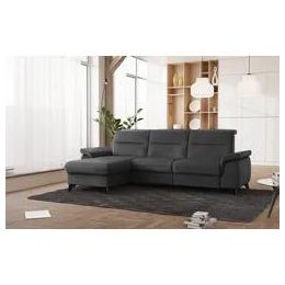 Sit & More Ecksofa SIT & MORE "Astoria L-Form" Sofas Gr. B/H/T: 260cm x 91cm x 175cm, Luxus-Microfaser in Lederoptik, Recamiere links, ohne Kopfteilverstellung-ohne Armlehnfunktion-ohne Relaxfunktion motorisch im Sofa 2,5-sitzig-ohne Relaxfunktion motorisch in Recamiere, grau (anthrazit) wahlweise mit motorischer Relaxfunktion