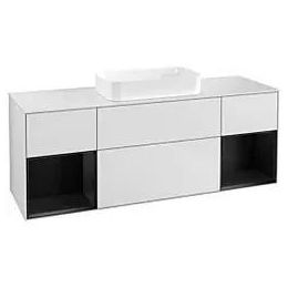 Villeroy & Boch Villeroy und Boch Finion Waschtischunterschrank G331PDMT 160cm, Abdeckplatte white matt, Emotion, Regale Black matt lacquer, White matt lacquer