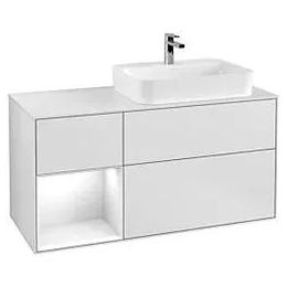 Villeroy & Boch Villeroy und Boch Finion Waschtischunterschrank G391GFMT 120cm, Abdeckplatte white matt, Emotion, Regal links Glossy white lacquer, White matt lacquer