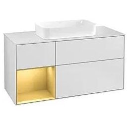 Villeroy & Boch Villeroy und Boch Finion Waschtischunterschrank G291HFMT 120cm, Abdeckplatte white matt, Emotion, Regal links Gold matt, White matt lacquer