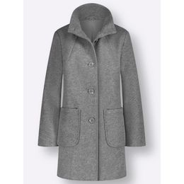 WITT Damen Longjacke in Woll-Optik, steingrau-meliert, Gr&ouml;&szlig;e 52