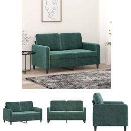 The Living Store - 2-Sitzer-Sofa Dunkelgrün 120 cm Samt - Sofas - Grün