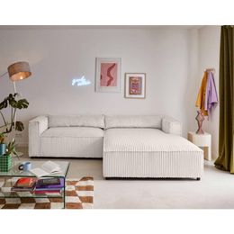 Lisa Design - Ela - ecksofa rechts - 4 sitzplätze - großer geripptem cord - weiß