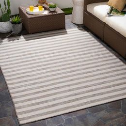 In- & Outdoor Teppich Terrasse Balkon Gestreiftes Muster Beige und Elfenbein 160 x 220 cm - Surya