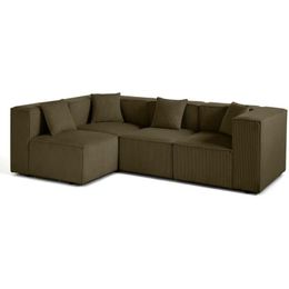 Lisa Design - Arty - modulares ecksofa links 5-sitzer - cord - grün