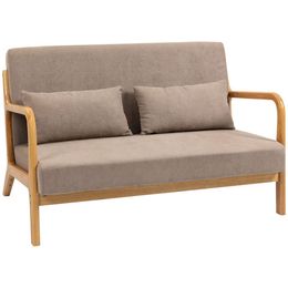 HOMCOM 2-Sitzer Sofa Zweisitzer mit Kissen, Doppelsofa mit Samtoptik Hellgrau