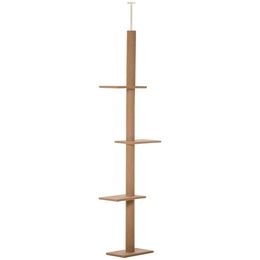 PawHut Kratzbaum Katzenbaum Kletterbaum für Katzen Höhenverstellbar Spielbaum Hellbraun 43x27x228-260 cm