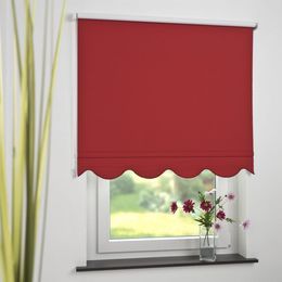 Bella Casa Seitenzugrollo Kettenzugrollo Volantrollo Rollo Klassik Verdunklung 72 x 180 cm rot für Fenster