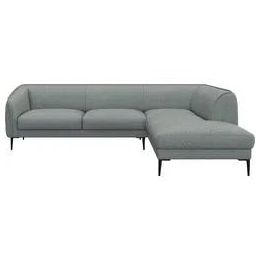 Ecksofa FLEXLUX "Belle Designsofa, L-Form, B/T 268/209 cm" Sofas Gr. B/H/T: 268cm x 74cm x 209cm, Bouclé, lange Ottomane rechts, blau (sky blau) Skandinavisches Design, In hochwertiger Verarbeitung