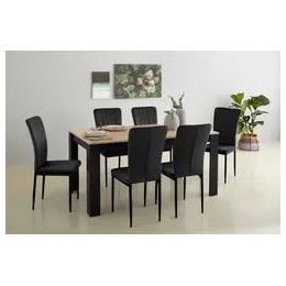 Essgruppe Home Affaire "Bergamo Tisch Stühle Speisezimmer Bestseller" Sitzmöbel-Sets Gr. B/H/T: 160 cm x 75 cm x 88,5 cm, Samtvelours, schwarz (schwarz, schwarz, schwarz) moderne 7-tlg Tischgruppe, Unser Bestpreis