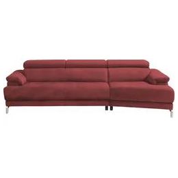 Ecksofa Egoitaliano "Soul, extravagantes Designsofa, Megasofa, super bequem, tolle Details" Sofas Gr. B/H/T: 246cm x 99cm x 140cm, Luxus-Microfaser Lederoptik, Recamiere rechts, rot (marsala) mit Trapez-Abschlußelement, inkl verstellbarer Kopfteile