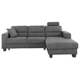 Ecksofa Trendmanufaktur "Chamber, zeitlos und modern, hoher Sitzkomfort, L-Form" Sofas Gr. B/H/T: 247cm x 85cm x 165cm, Microfaser VINTAGE, Recamiere rechts, Mit Schlaffunktion, grau (dunkelgrau) wahlweise mit Schlaffunktion