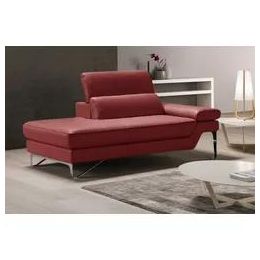 Ottomane Egoitaliano "Princess, elegantes Designsofa mit erstklassigem Sitzkomfort" Sofas Gr. B/H/T: 177 cm x 95 cm x 108 cm, Leder CAREZZA, Armlehne rechts, rot (burgundy) inkl. verstellbarem Kopfteil und edle Designmetallfüße