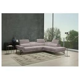 Ecksofa Egoitaliano "Narcisa, Design und Sitzkomfort der Extraklasse" Sofas Gr. B/H/T: 287cm x 96cm x 225cm, Luxus-Microfaser Lederoptik, Ottomane rechts, grau (opal grau) mit verstellbaren Kopfstützen für noch mehr Komfort, L-Form