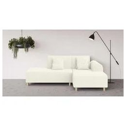 Ecksofa Inosign "Suyala" Sofas Gr. B/H/T: 258cm x 85cm x 168cm, Struktur, Recamiere rechts, ohne Hocker, beige (creme) L-Form mit Hocker