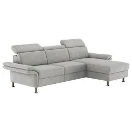 Ecksofa Home Affaire "Calypso L-Form" Sofas Gr. B/H/T: 260cm x 85cm x 172cm, Flachgewebe, Recamiere rechts, mit Kopfteilverstellung-mit Armteilfunktion-ohne Bettfunktion-ohne Bettkasten-mit Relaxfunktion im Sofa 2,5- Sitzer-mit Relaxfunktion in der Recamiere, grau (hellgrau) mit motorischen Funktionen im Sofa und Recamiere