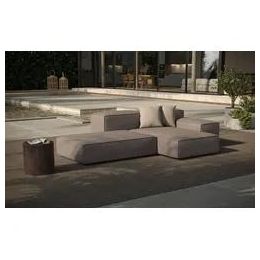 Big-Sofa DESIGNWERK "Puzzle, Designsofa für Indoor und Outdoor, bequem, modular" Sofas Gr. B/H/T: 270cm x 64cm x 180cm, Flachgewebe, Outdoor-geeignet, wasserabweisend, grau (steel) wasserabweisend und strapazierfähig