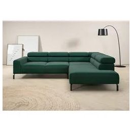 Ecksofa Places of Style "Antonelli, L-Form, incl. Kopfteilverstellung, Breite 276 cm" Sofas Gr. B/H/T: 276cm x 71cm x 219cm, Feincord, Recamiere rechts, mit Sitztiefenverstellung, grün wahlweise elektrische Sitztiefenverstellung