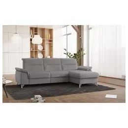 Sit & More Ecksofa SIT & MORE "Astoria L-Form" Sofas Gr. B/H/T: 260cm x 91cm x 175cm, Microfaser, Recamiere rechts, mit Kopfteilverstellung-mit Armlehnfunktion-mit Relaxfunktion motorisch im Sofa 2,5-sitzig-mit Relaxfunktion motorisch in Recamiere, grau (hellgrau) wahlweise mit motorischer Relaxfunktion