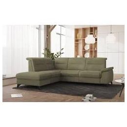 Sit & More Ecksofa SIT & MORE "Astoria L-Form" Sofas Gr. B/H/T: 256cm x 91cm x 225cm, Flachgewebe, Ottomane links, ohne Kopfteilverstellung-ohne Armlehnfunktion-ohne Relaxfunktion motorisch im Sofa 2,5-sitzig, grün wahlweise mit motorischer Relaxfunktion