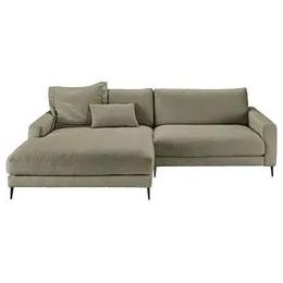 Ecksofa Inosign "Downtown, B/T/H: 272/190/84 cm L-Form" Sofas Gr. B/H/T: 272cm x 84cm x 190cm, Bouclé, Recamiere links, grün weicher Sitzkomfort auch in Cord und Bouclé, incl. Zierkissen