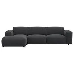 Ecksofa FLEXLUX "Lucera bequem und komfortabel durch hochwertigen Sitzaufbau, L.Form" Sofas Gr. B/H/T: 284cm x 73cm x 171cm, Lederoptik, Chaiselongue links, grau (shark grey) modern & anschmiegsam, Kaltschaum, Stahl-Wellenunterfederung