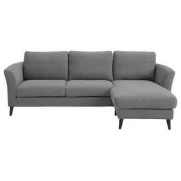 Ecksofa Home Affaire "Gröde, L-Form" Sofas Gr. B/H/T: 242cm x 88cm x 152cm, Luxus-Microfaser, Recamiere rechts, grau extra weicher Sitzkomfort